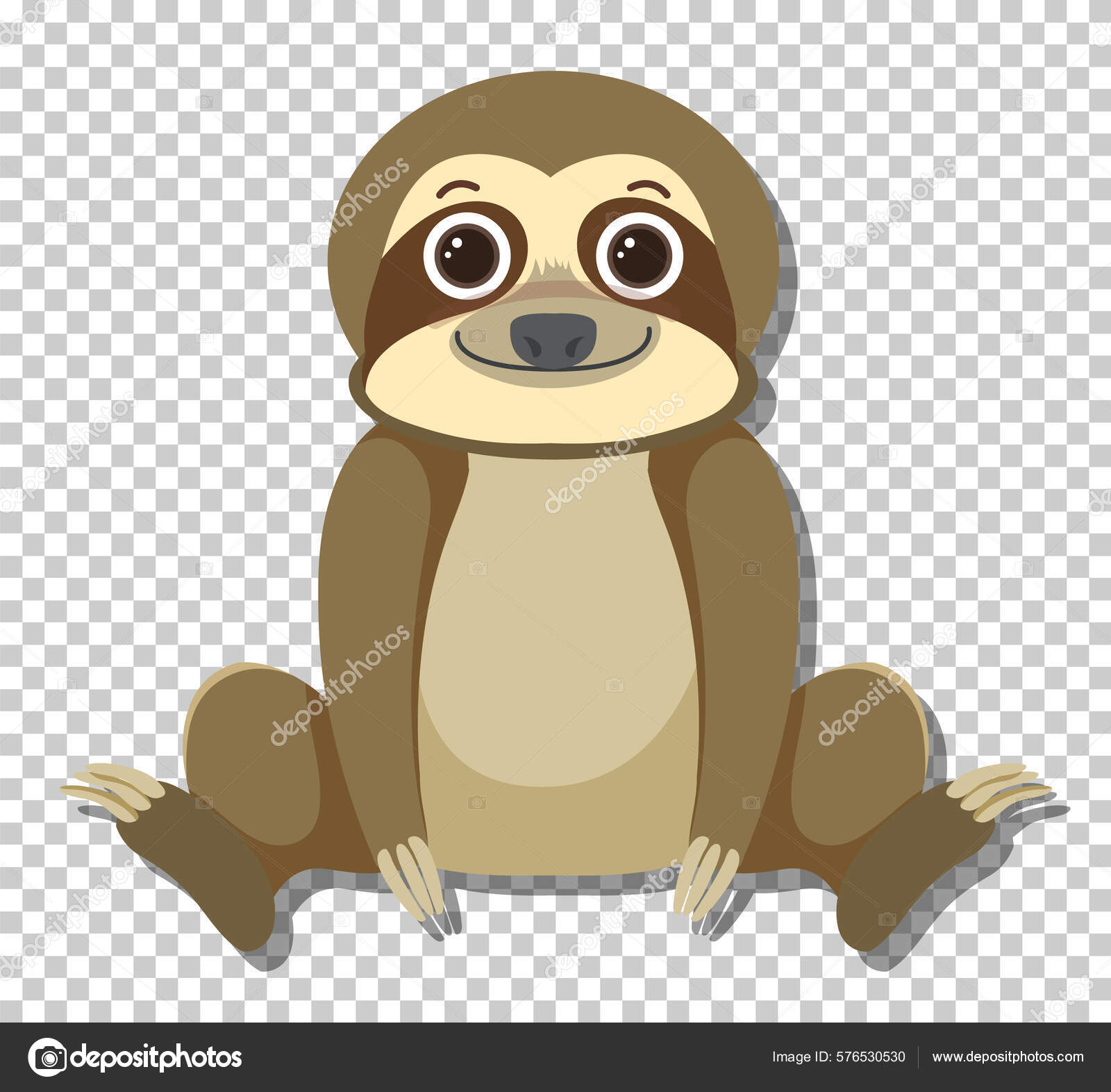 Cute Sloth Flat Cartoon Style Illustration Stock Vector by ...