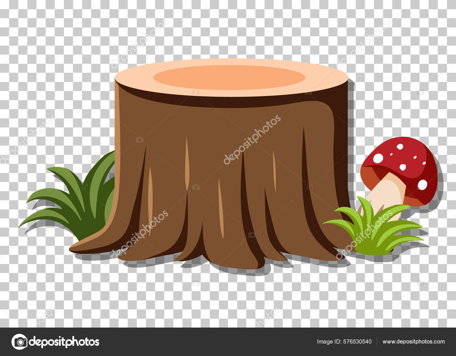 Tree Stump Isolated Grid Background Illustration Stock Vector by ...