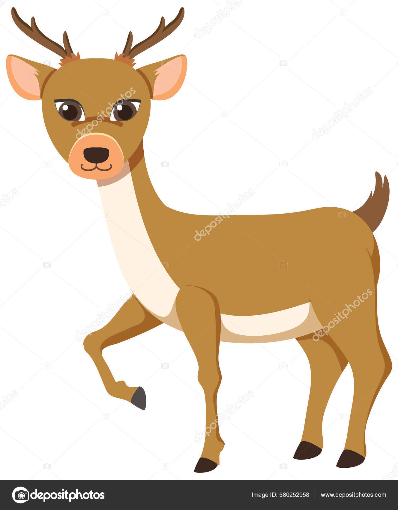 Venado Lindo Ilustración Estilo Dibujos Animados Planos Vector de stock ...