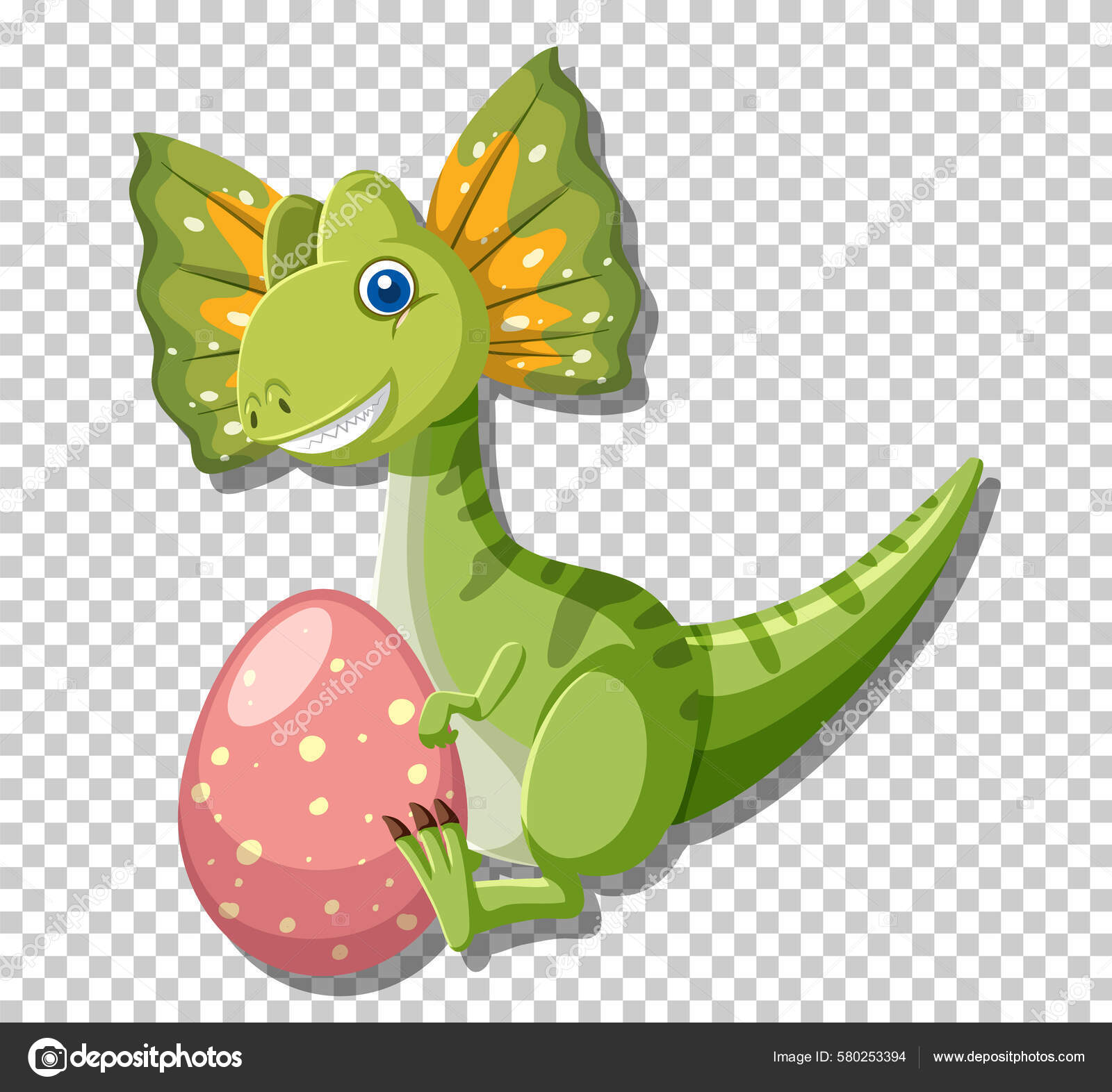 Lindo Dinosaurio Dilofosaurio Ilustración Aislada Vector de stock ...