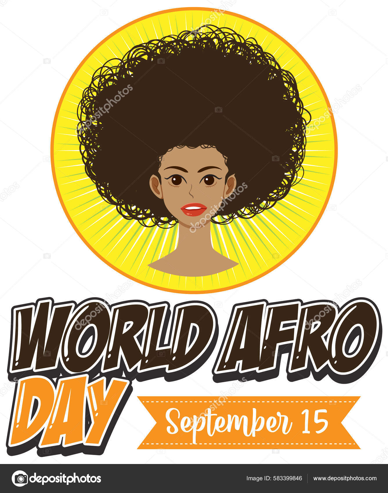 World Afro Day September Banner Design Illustration Stock Vector by ...