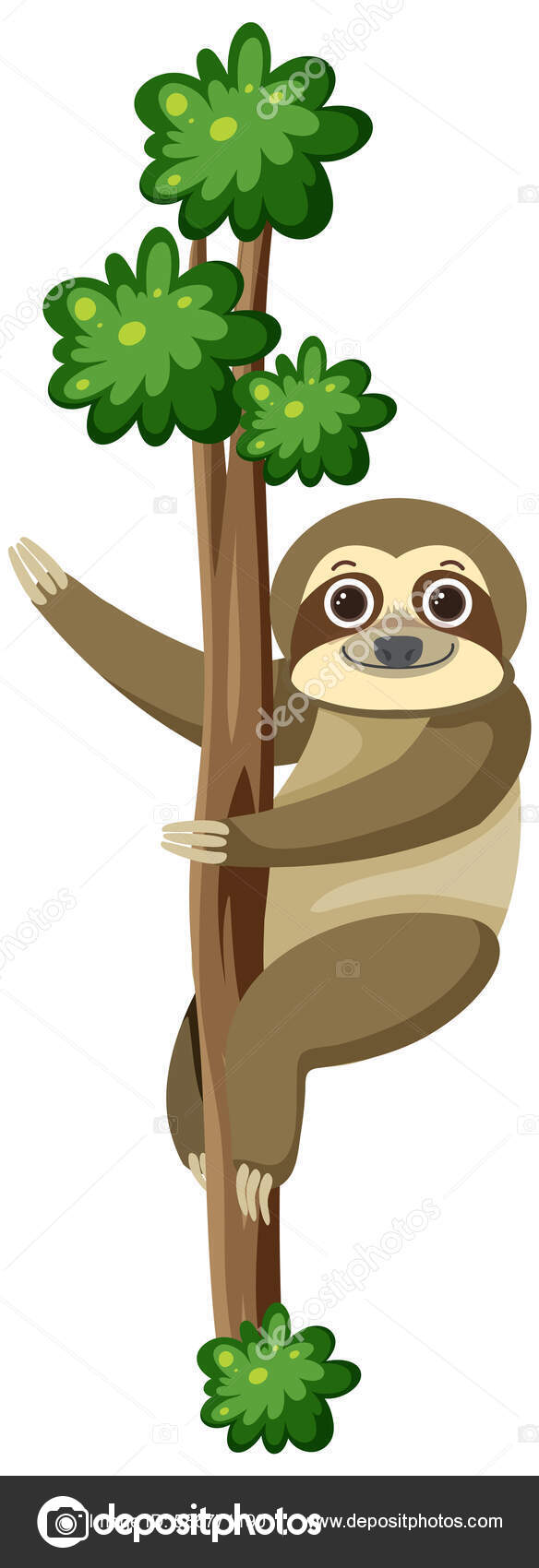 Sloth Climbing Tree Isolated Illustration Stock Vector by ...