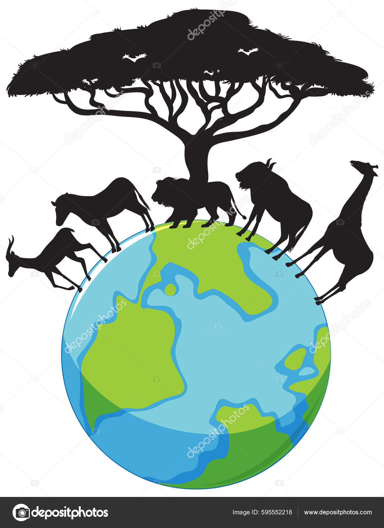 Animals Earth Icon White Background Illustration Stock Vector Image by ...