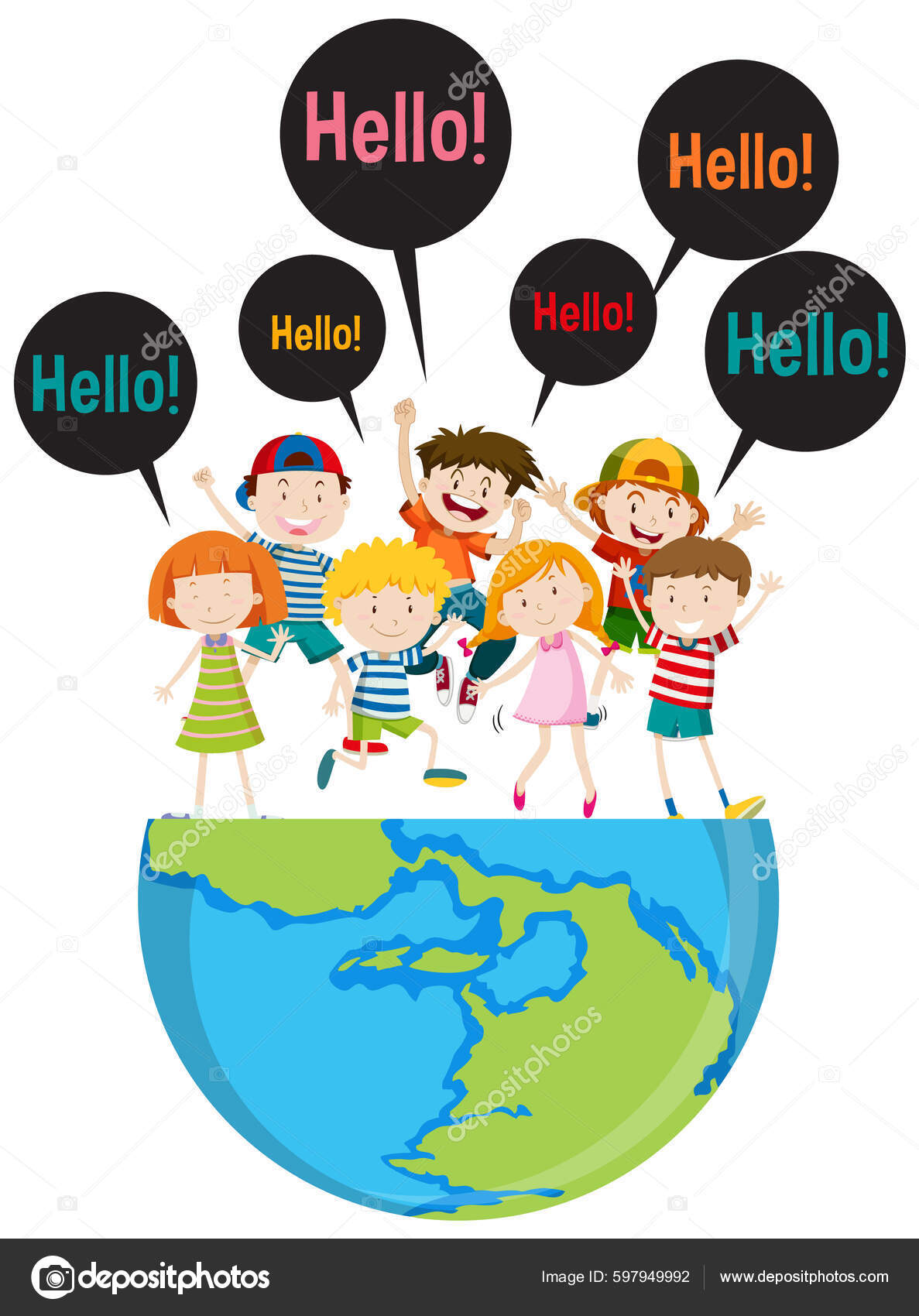 Hello Speech Bubbles Cartoon Character Illustration Stock Vector Image ...
