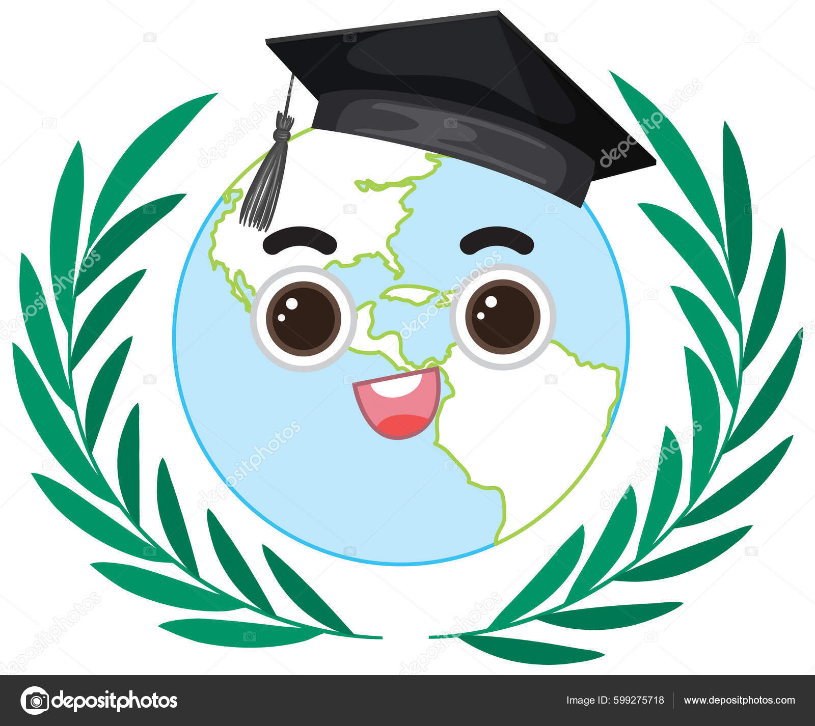 Earth Globe Wearing Graduation Hat Illustration Stock Vector by ...