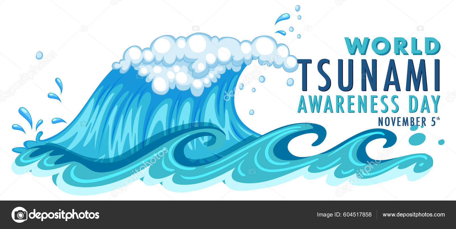 World Tsunami Awareness Day Banner Design Illustration Vector de stock ...