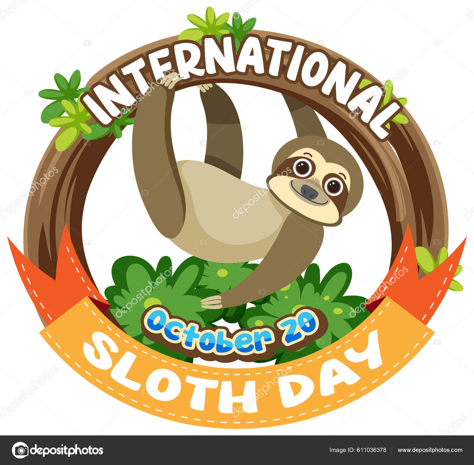 International Sloth Day Banner Concept Vector Illustration Stock Vector ...