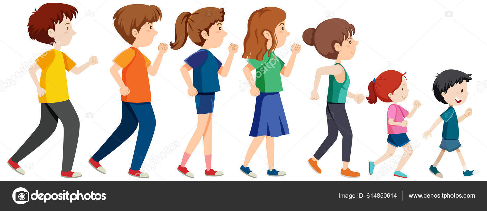 People Walking Backward Cartoon Illustration Stock Vector by ...