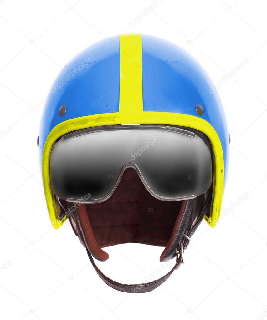 Retro pilot helmet with goggles on a white background. Stock Photo by ...
