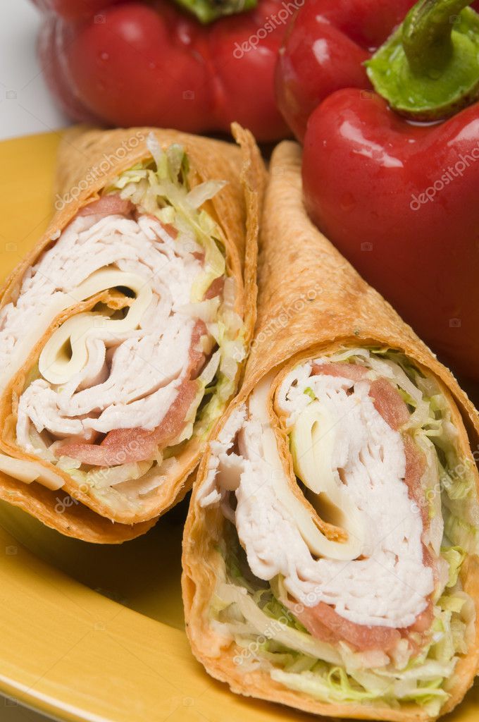 Turkey and swiss wrap sandwich Stock Photo by ©rjlerich 23042230
