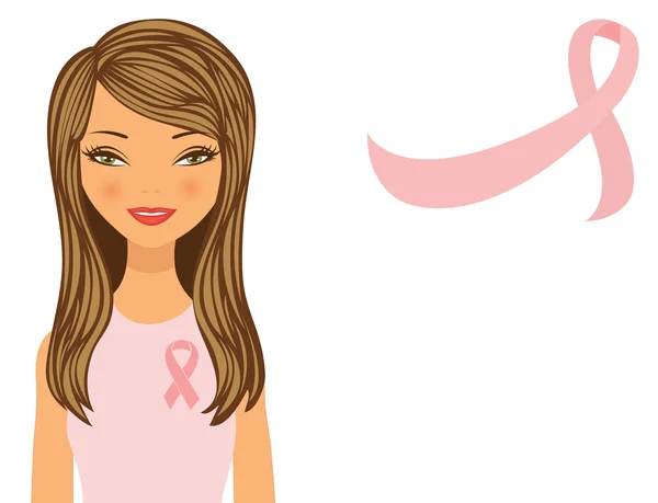 Beautiful woman wearing pink ribbon - Stock Image - Everypixel