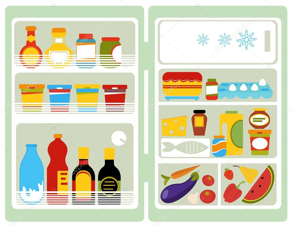 Open fridge full of food Stock Vector Image by ©Japanez #19425499