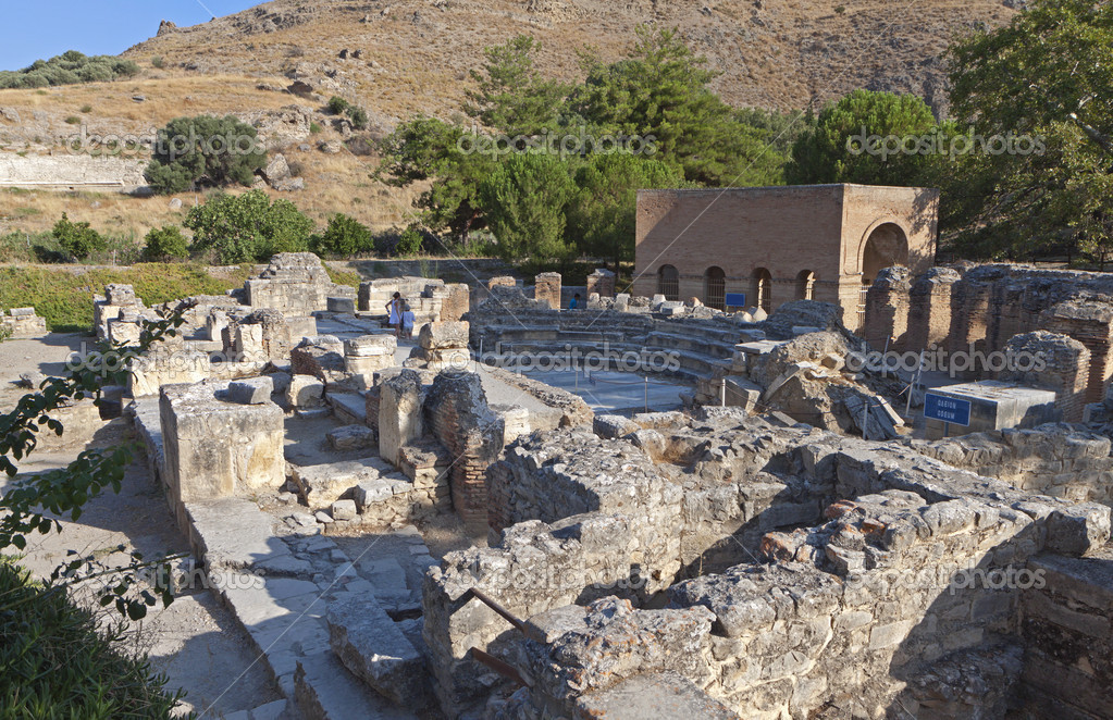 The Odeion at ancient Gortys of Crete island in Greece — Stock Photo ...