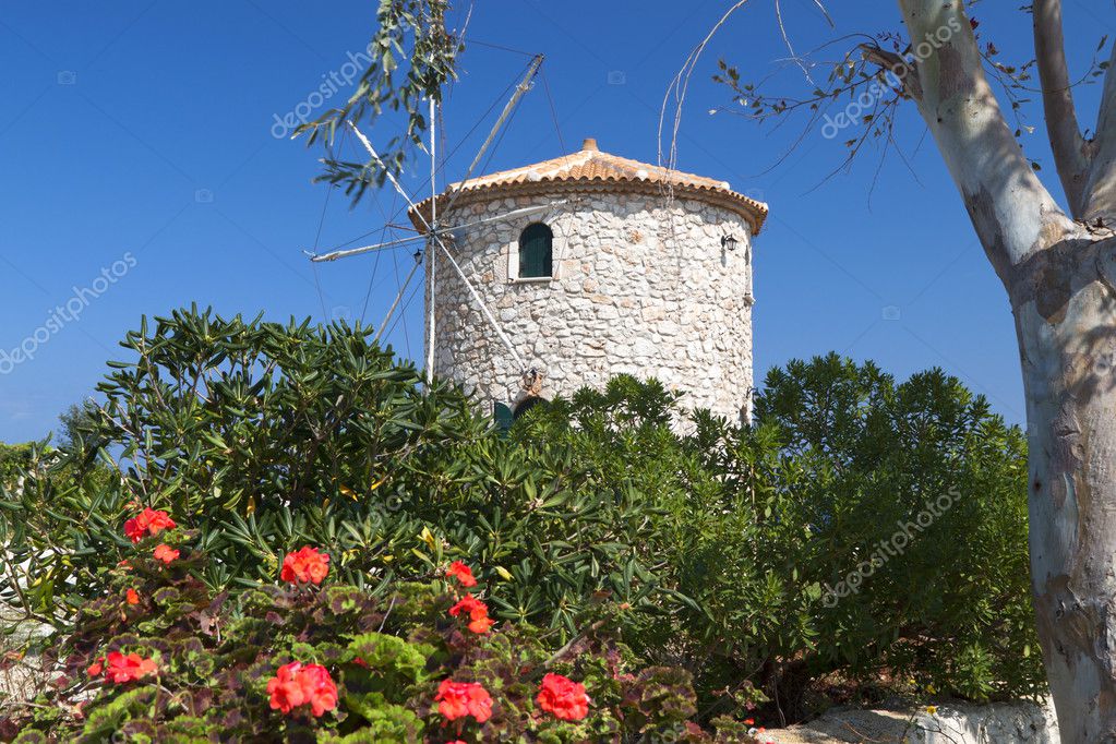 Traditional old windmill from Zakynthos island at Greece Stock Photo by ...