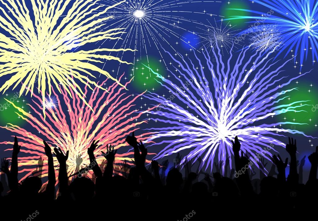 FIREWORKS WITH CROWD — Stock Photo © jamesstar #50643499