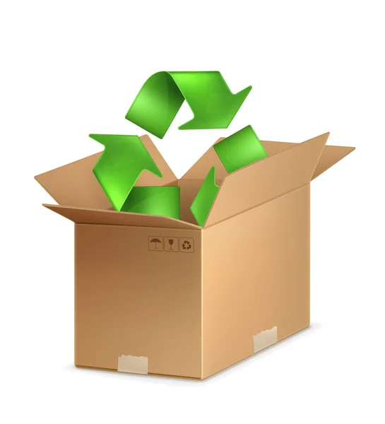Recycle Box Vector. Brown Cardboard Box With Recycling Symbol. Isolated Illustration Stock ...