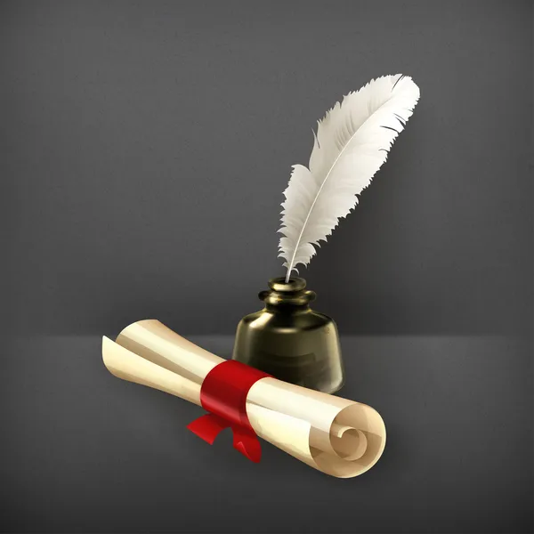 Ancient scroll and feather, old style vector — Stock Vector © natis76 ...