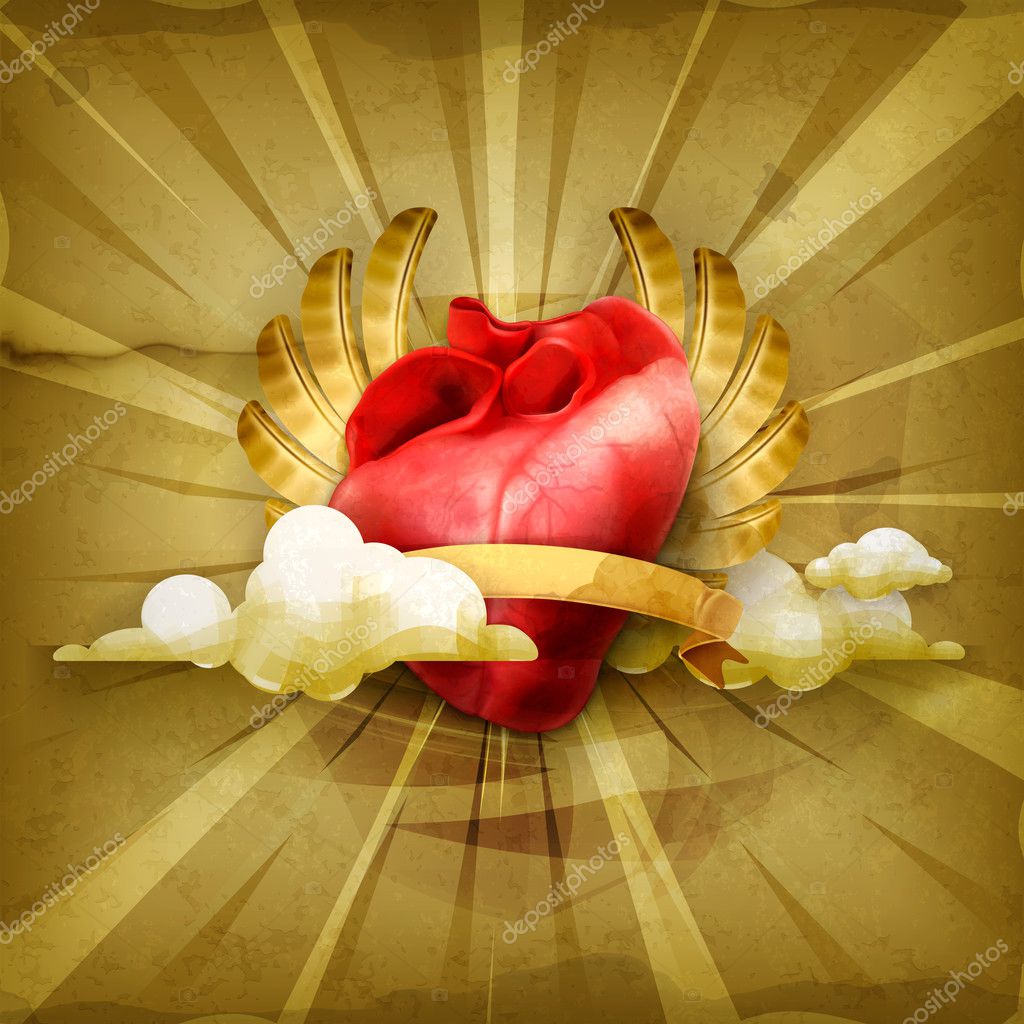 Human heart, old style vector background Stock Vector Image by ©natis76 ...