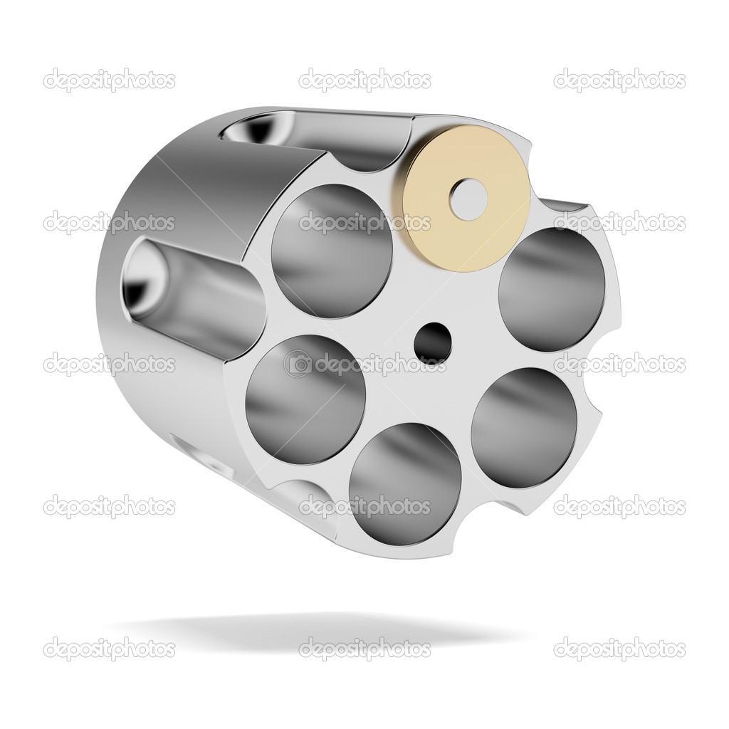 Revolver cylinder with one bullet Stock Photo by ©ekostsov 24930497