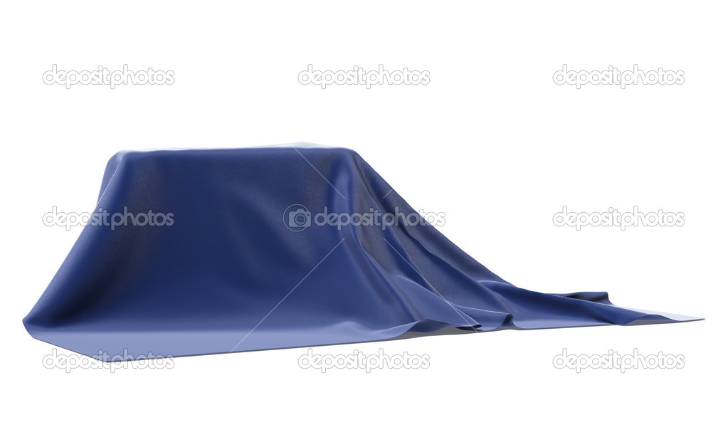 Mysterious box covered with blue cloth Stock Photo by ©ekostsov 27861021