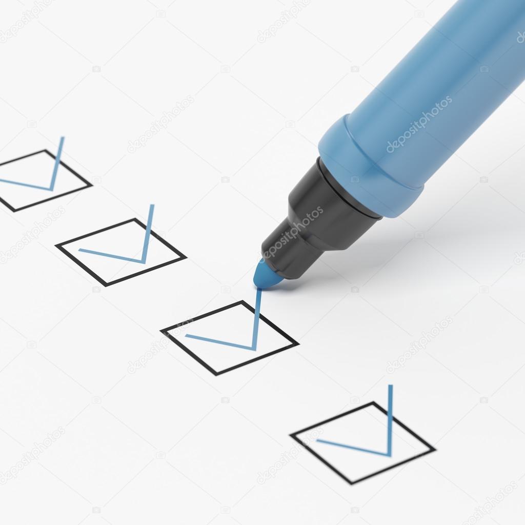 Blue Marker with Checkbox and Check. Stock Photo by ©ekostsov 27861167