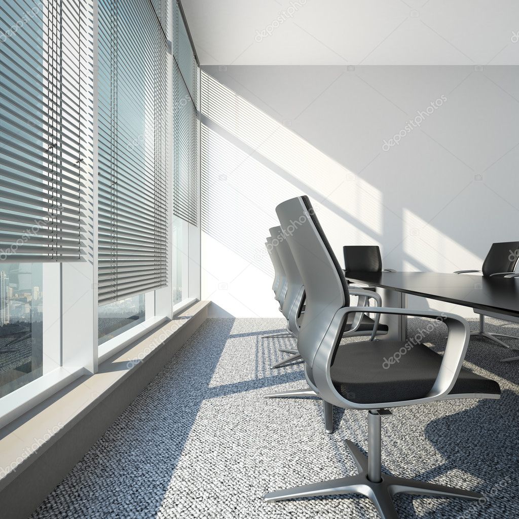 Interior with blinds and office table — Stock Photo © ekostsov #30042527