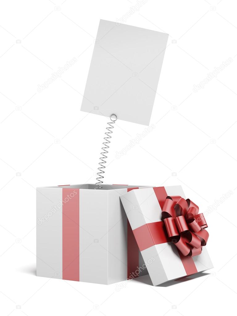 Gift box with blank card Stock Photo by ©ekostsov 34900017