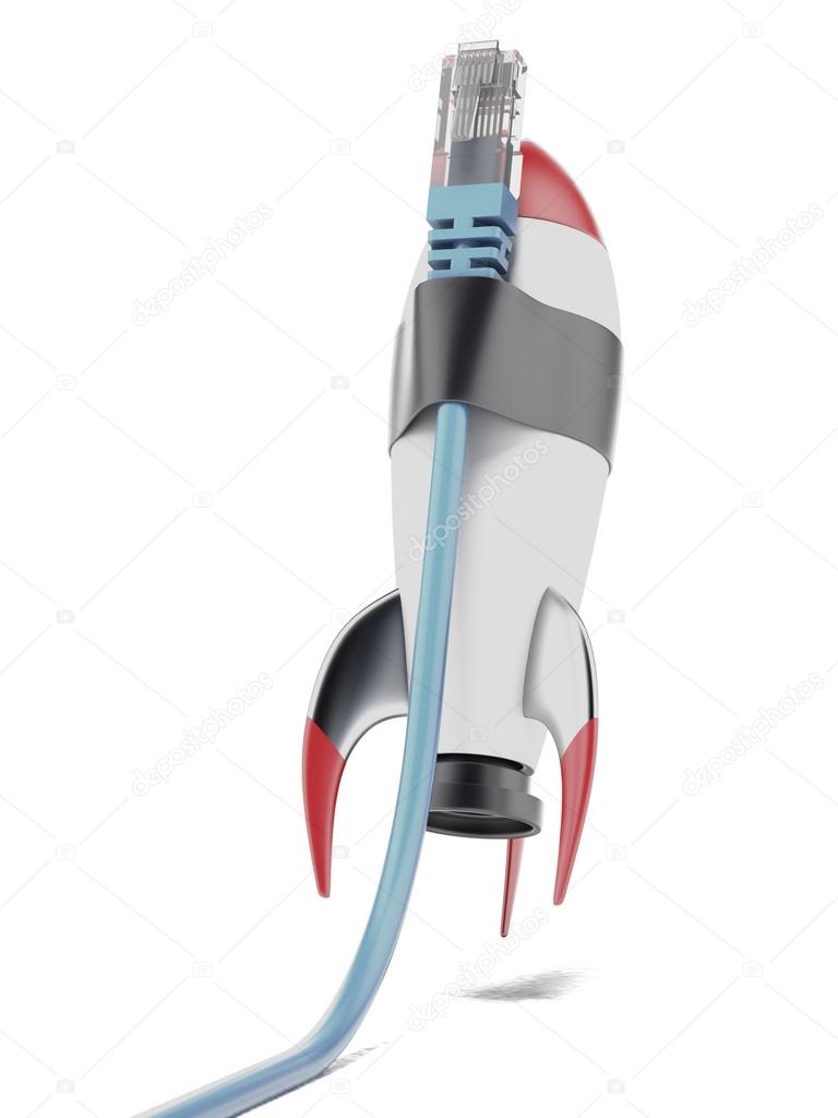 Rocket with internet cable ⬇ Stock Photo, Image by © ekostsov #35618703