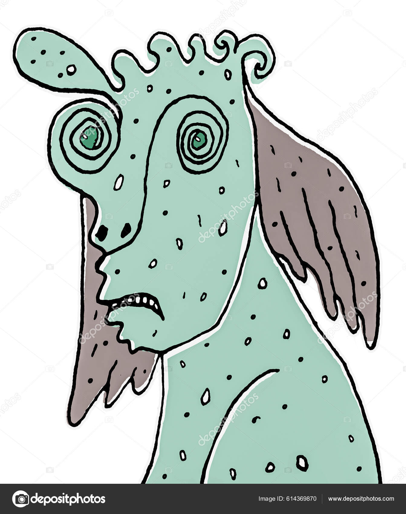 Ugly Fantasy Monster Side View Middle Shot Portrait Illustration Stock ...