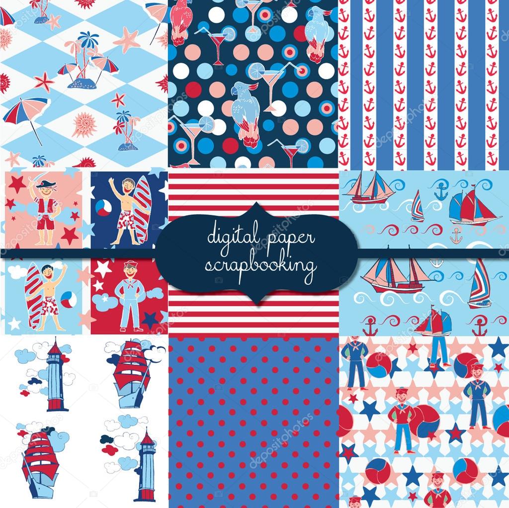 Sea & Beach Digital Backgrounds Stock Vector Image by ©LemonPrintPaper ...