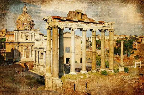 Roman forums - picture in retro style - Stock Image - Everypixel