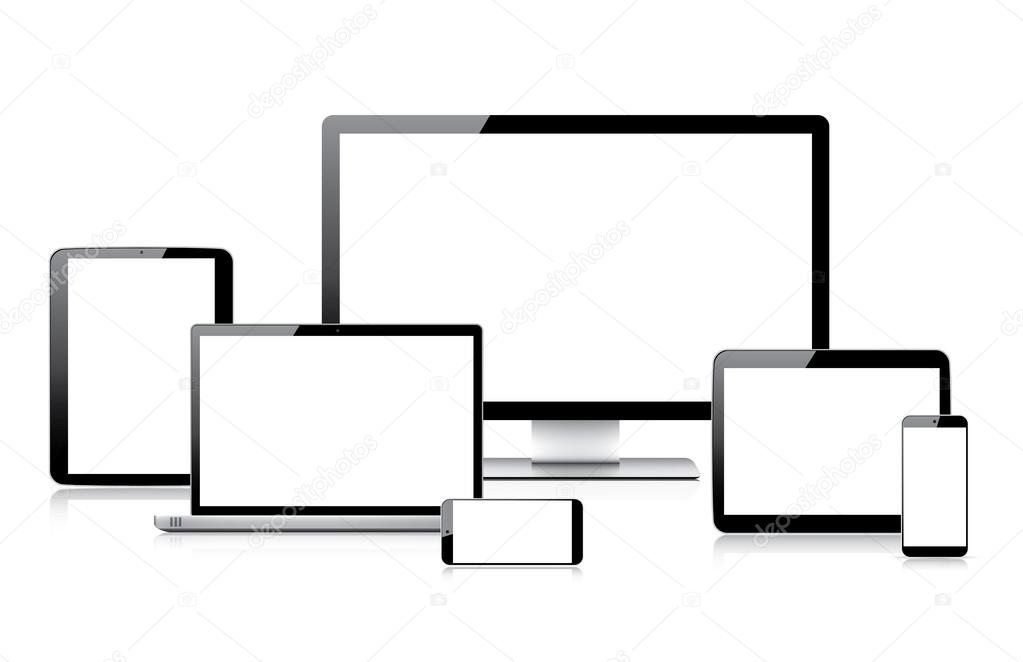 Very realistic modern electronic devices vectors isolated on white ...