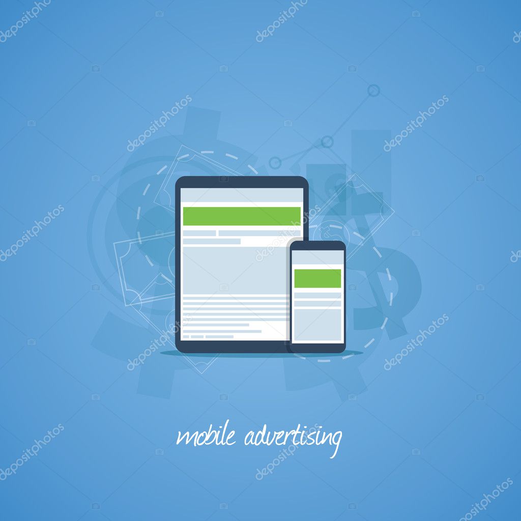 Mobile phone and tablet marketing and advertising vector concept Stock ...