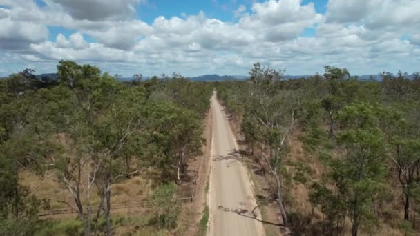 Long Straight Dusty Road Running Amidst Bushland Drone Aerial Footage ...