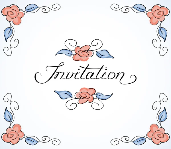 Invitation card with hand written custom calligraphy and hearts ...