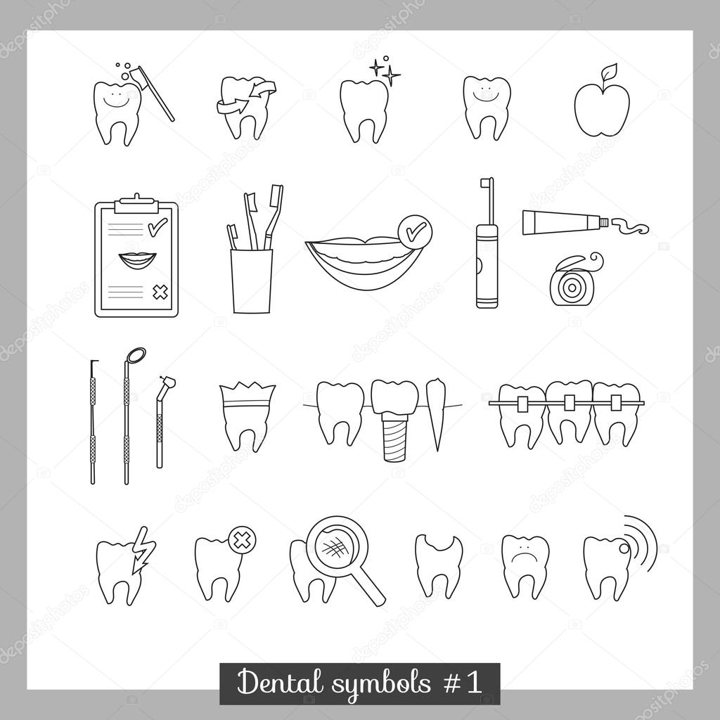 Conjunto de símbolos dentales, parte 1 2023