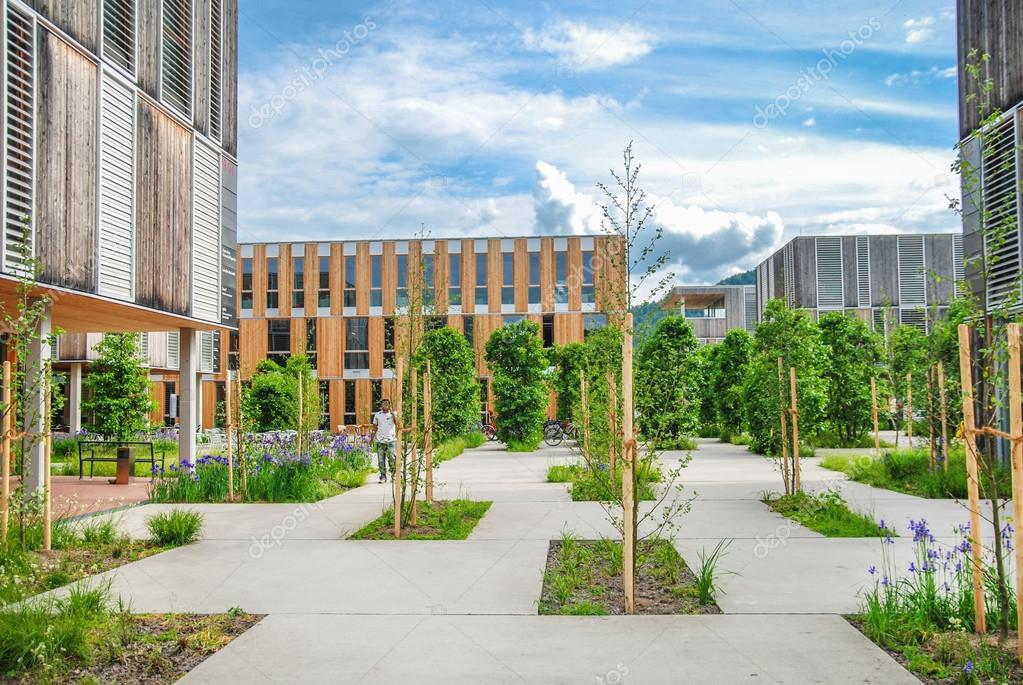 Modern educational/office building on campus — Stock Photo © nickolya ...