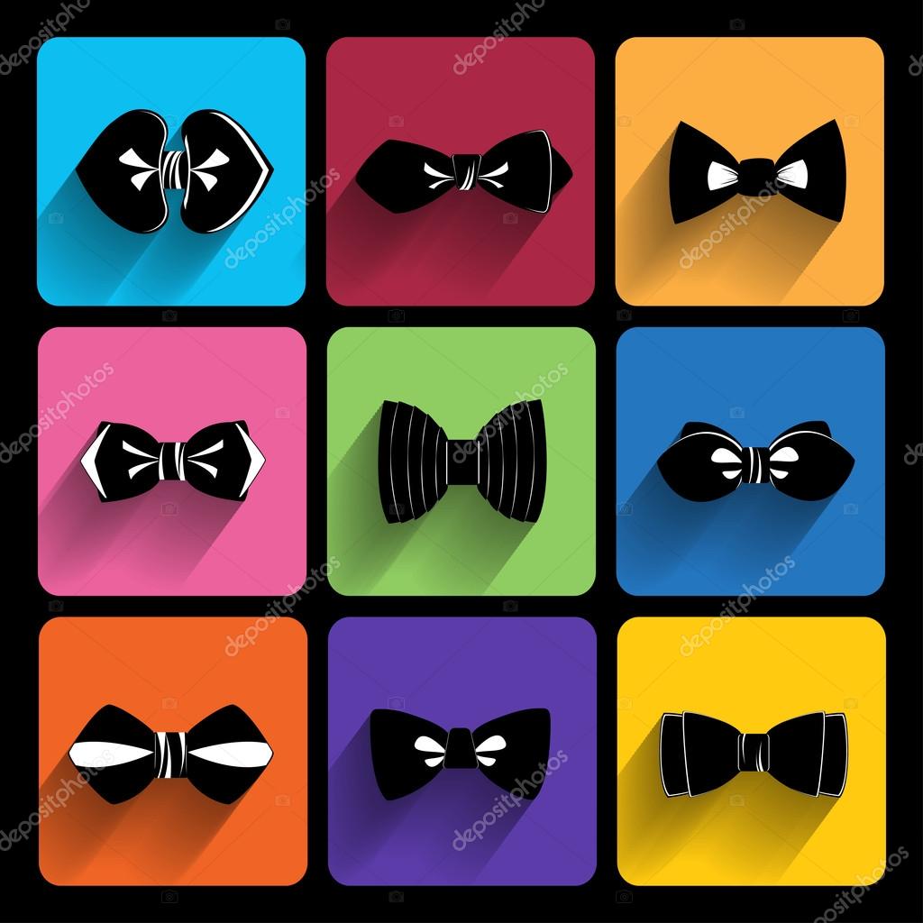 Trendy bow tie Icons With Long Shadow Stock Vector Image by ©teirin ...