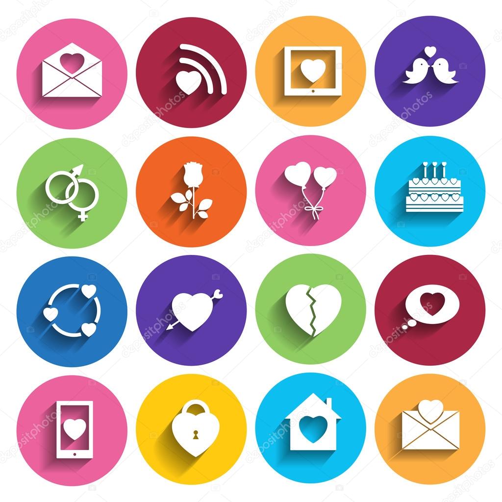 Love icons set in flat style. Stock Vector Image by ©teirin-toys #38390101