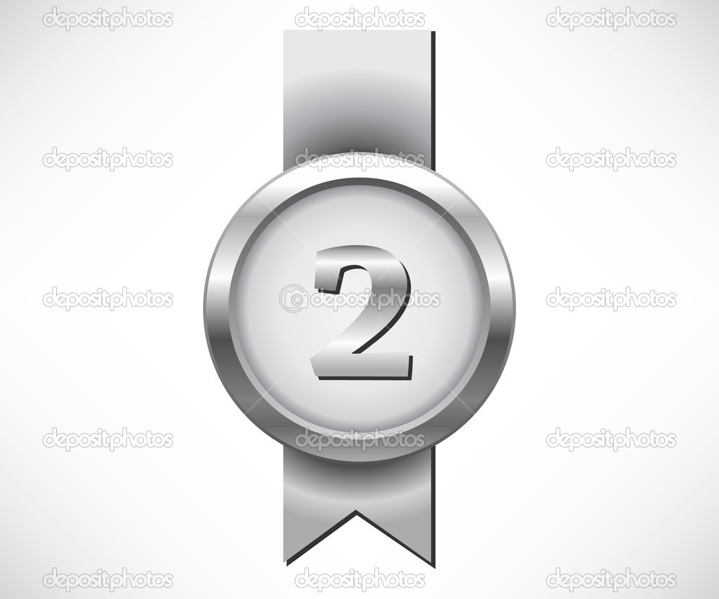 Silver medal with number two sign Stock Vector by ©polesovsky 46700171