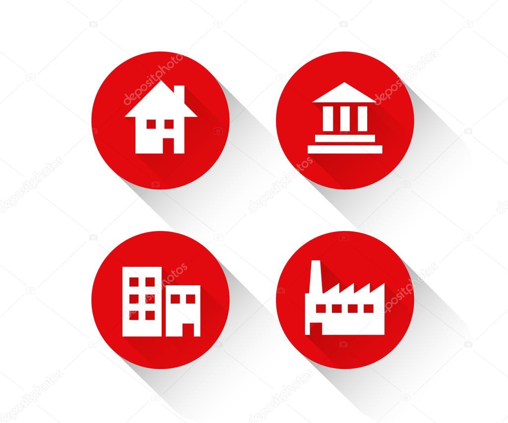Red building icon set Stock Vector by ©polesovsky 51173061