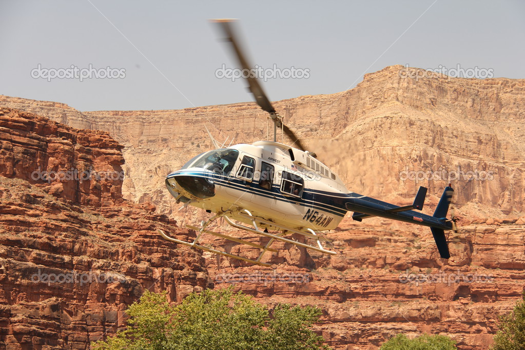 Helicopter ride in Havasupai Tribe - Grand Canyon Stock Photo by ...