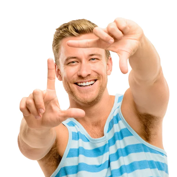 Happy man thumbs up sign full length portrait on white backgroun Stock ...
