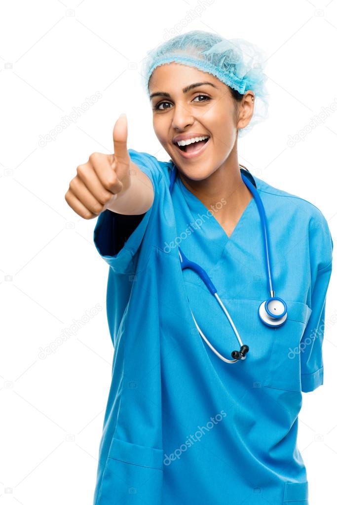 Closeup confident Indian doctor surgeon thumbs up Stock Photo by ©AILA ...