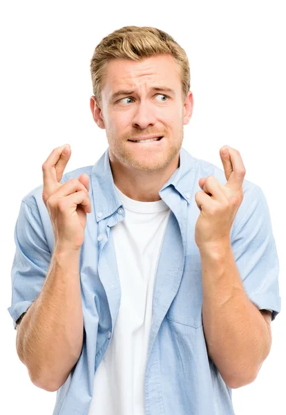 Young man making a wish isolated on white background Stock Photo by ...