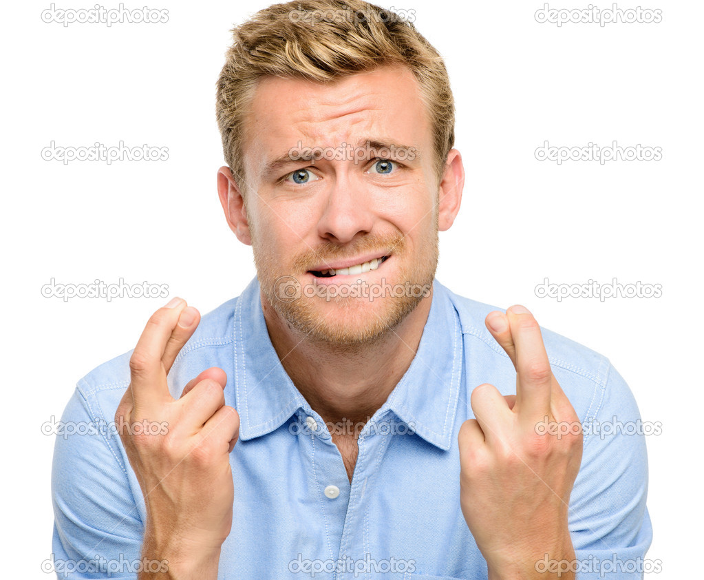 Young man making a wish isolated on white background Stock Photo by ...