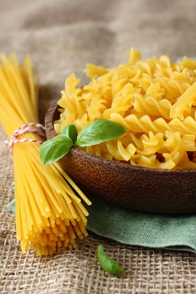 Uncooked gluten free pasta from blend of corn and rice flour - Stock ...
