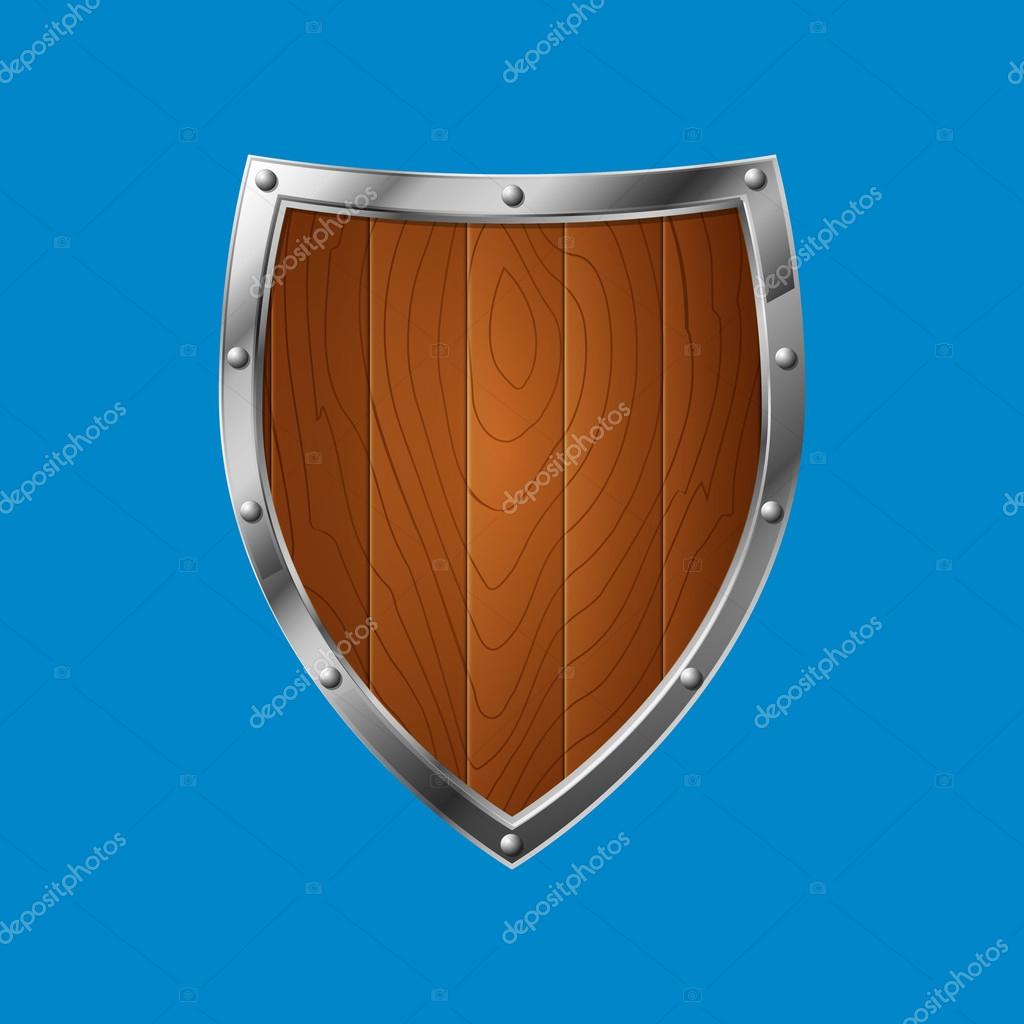 Wooden Shield Vector