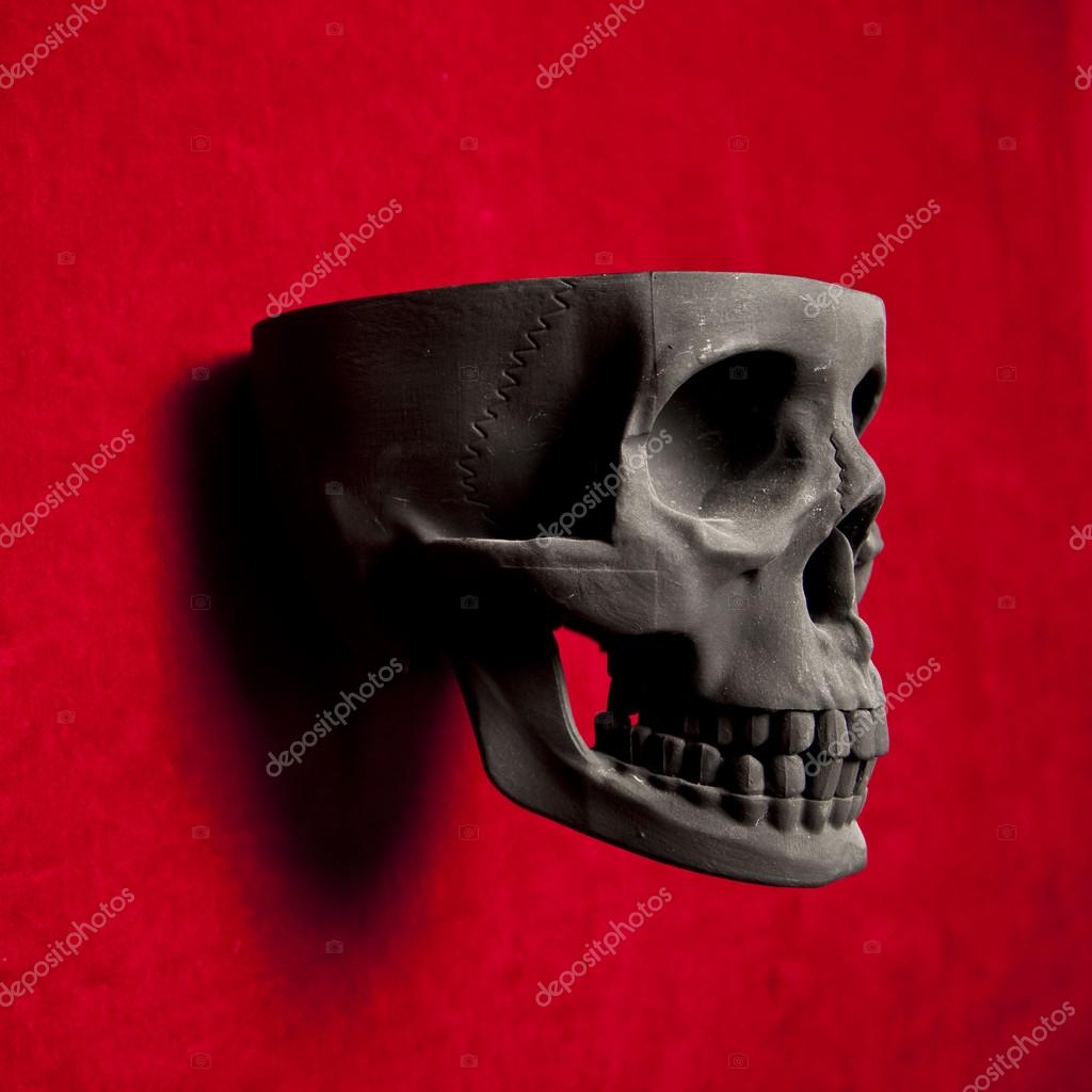 Red Skull Black Background