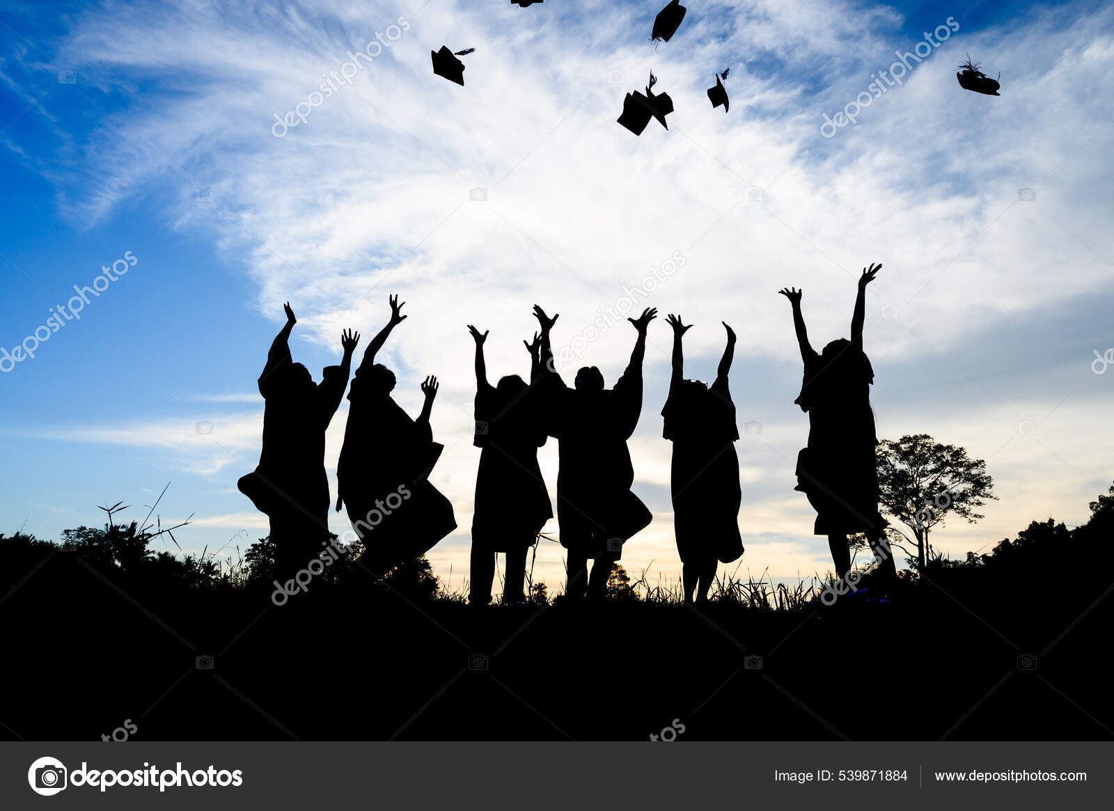 Silhouettes Students Celebration Education Graduation Student Success ...